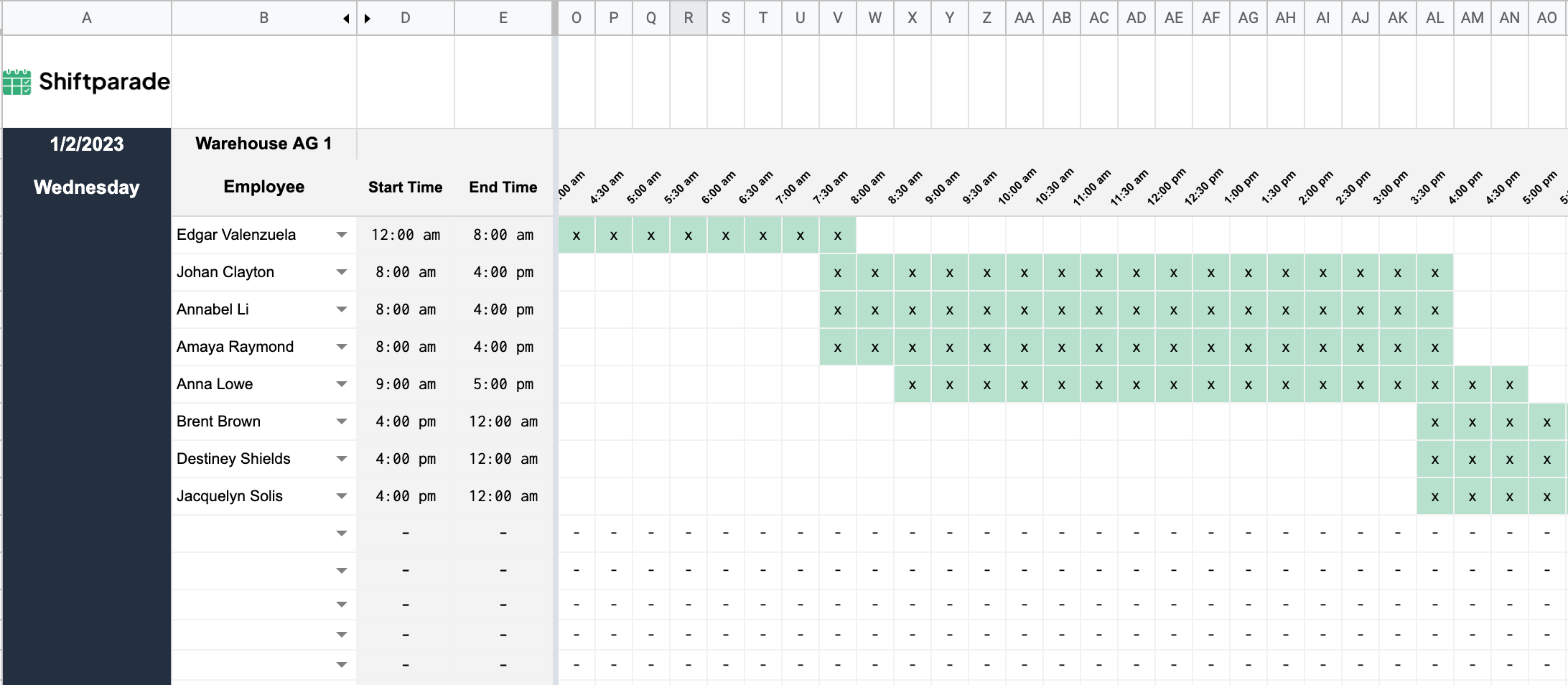 Shiftparade - Download our Schedule/Roster Template for Excel & Sheets